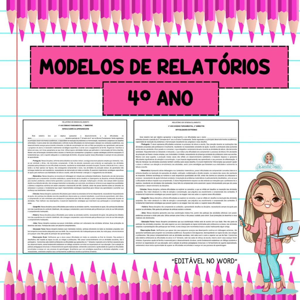 Modelos de relatórios 4ºano - Abc Pedagógico Infantil
