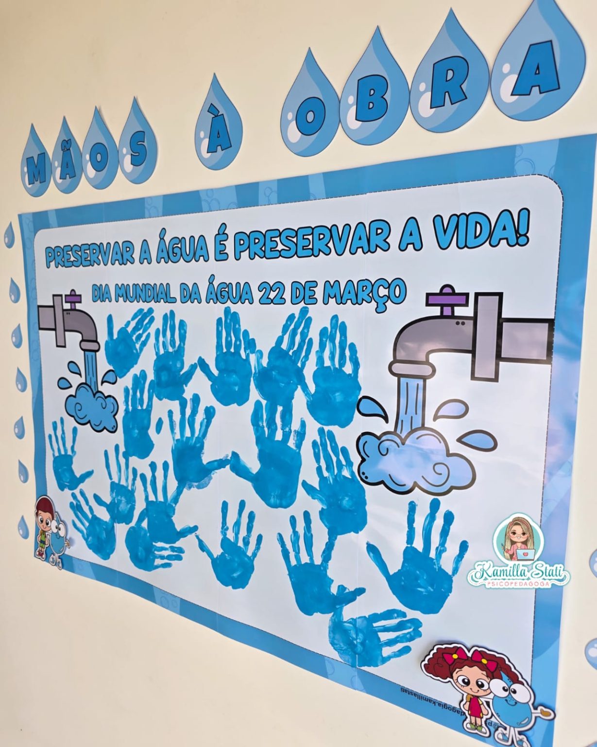 Mural das mãozinhas dia da água - Abc Pedagógico Infantil