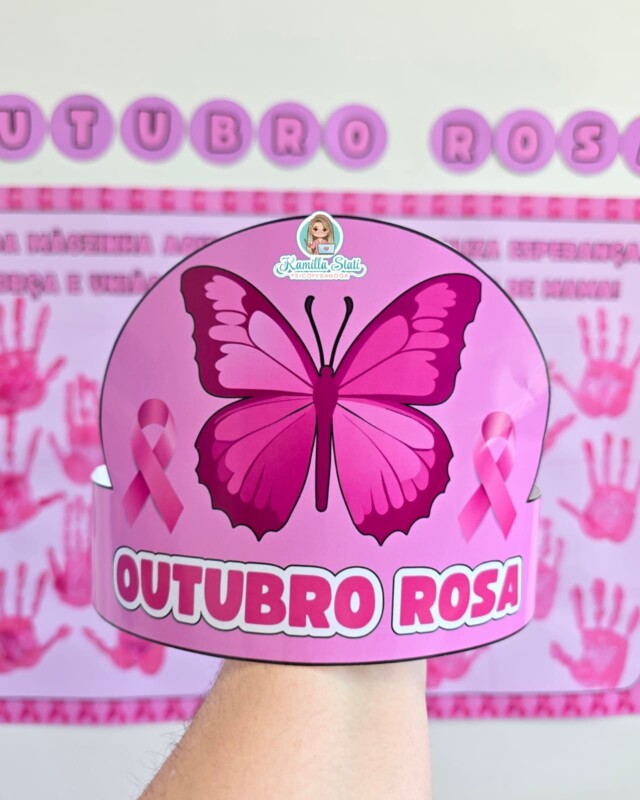 Mural das mãozinhas Outubro Rosa - Abc Pedagógico Infantil